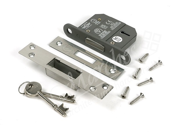 2½" 5 Lever BS Dead Lock KA - Polished Stainless Steel - British ...