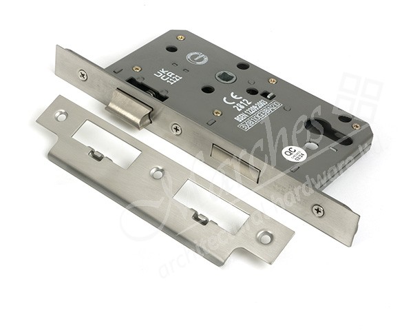 Euro Din Sash Lock - 60mm Backset/72mm Centre - Satin Chrome - DIN ...