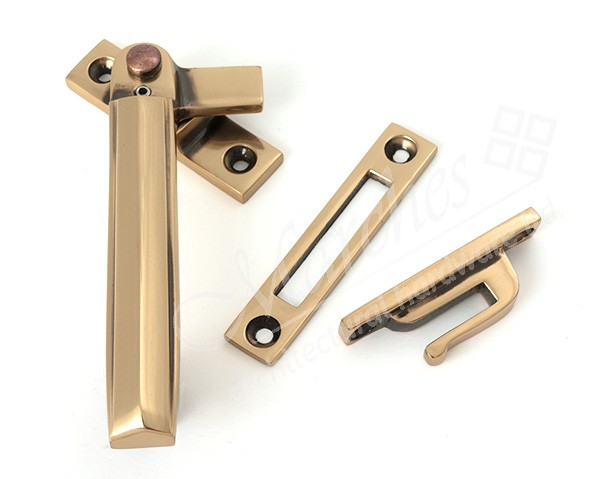 Locking Art Deco Fastener - LH - Polished Bronze - Casement Fasteners ...