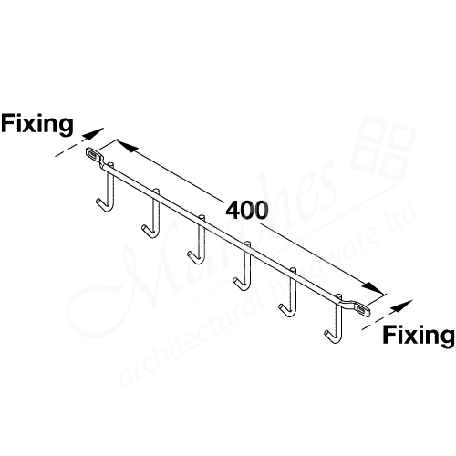 6 Hook Rack Chrome 400mm - Storage - Kitchen fittings and accessories ...