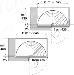 Half circle carousel set, 634-715 mm spindle - Carousels - half circle ...