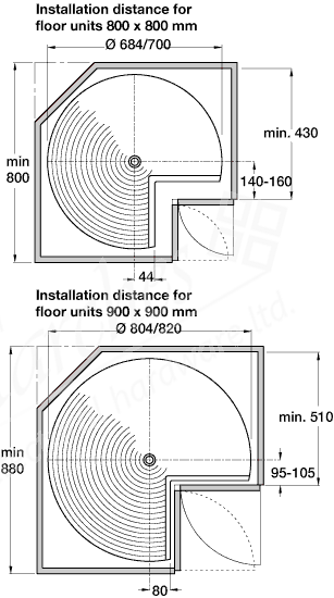 3/4 Carousel Set 690/705mm Dia - Carousels - three quarter circle ...
