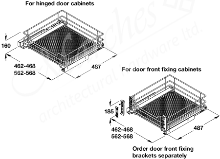 Pull-out storage set with chrome wire mesh baskets, for 500-600 mm ...
