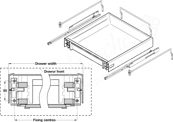 Moulded plastic drawer, for dynamic runners - Moulded plastic drawer ...