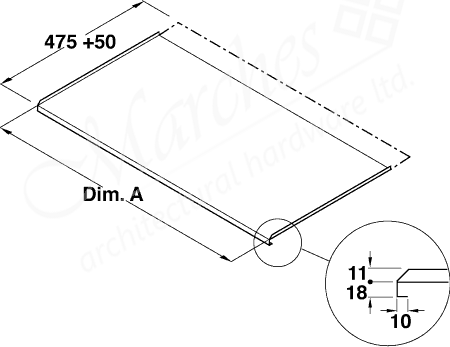 Baseunit Liner Matt Alu 500mm - Base unit liners - Kitchens, Bedrooms ...