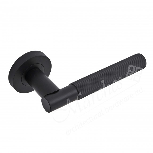 Insignia Linear Knurled Lever On Rose - Matt Black (Zinc) - Lever ...