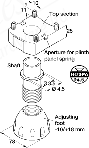 Plinth foot, adjustable - Cabinet carcase and plinth fittings - Kitchen ...
