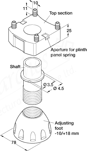 Screw Fix Plinth Top Black (10) - Plinth Fittings & Furniture Feet ...