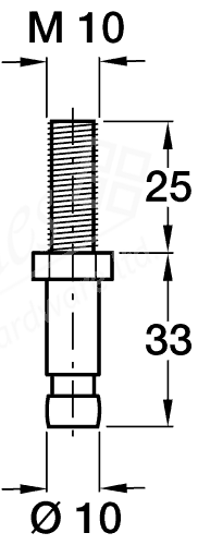 Pin With Thread M10x25mm Galv - Marches Architectural Ironmongery