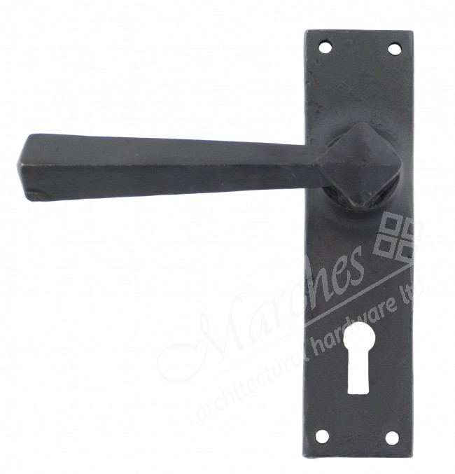 Straight Lever Handle Set - Beeswax - Lever Handles on Backplate - Door ...