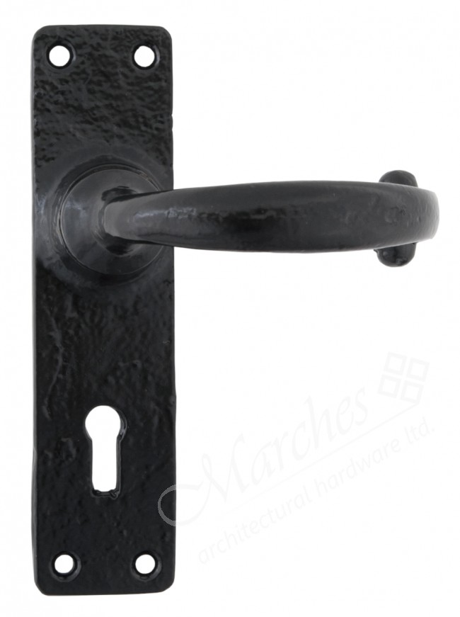 Black Lever Lock Set - Lever Handles on Backplate - Door Handles - Door ...