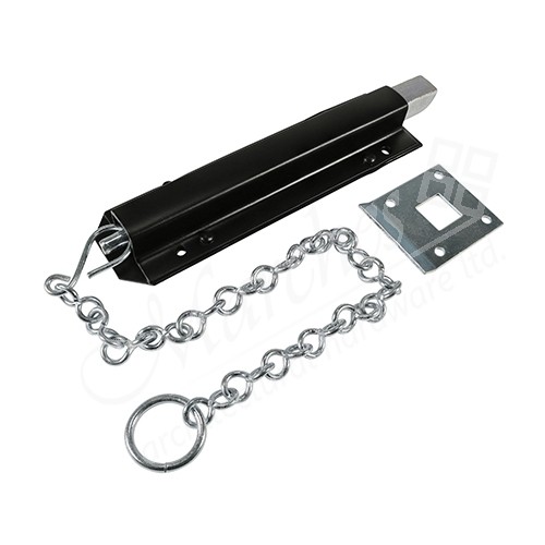200mm Spring Chain Bolt - Epoxy Black - Padlock & Gate Bolts - Bolts ...
