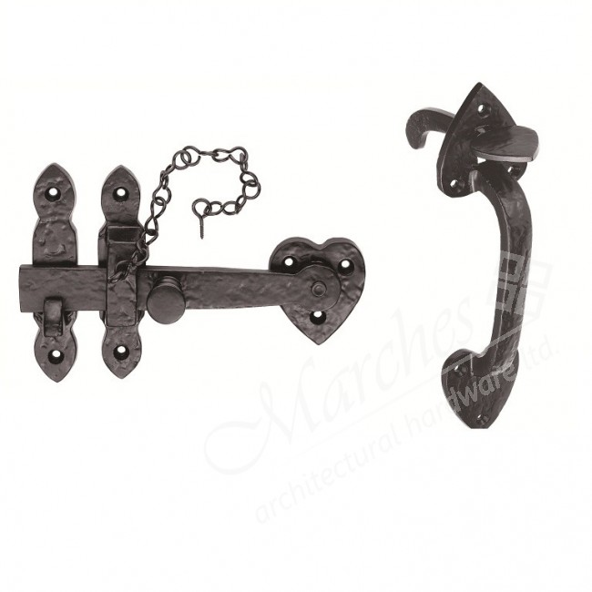 Ludlow - Thumb latch Set with Chain - Powder Coated - Thumb & Gate ...