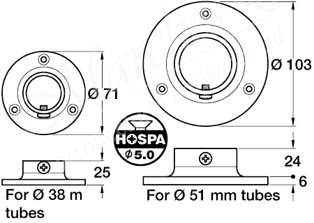 Wall Flange Socket 75mmdia Sss - Wall plates - Bar railing systems ...