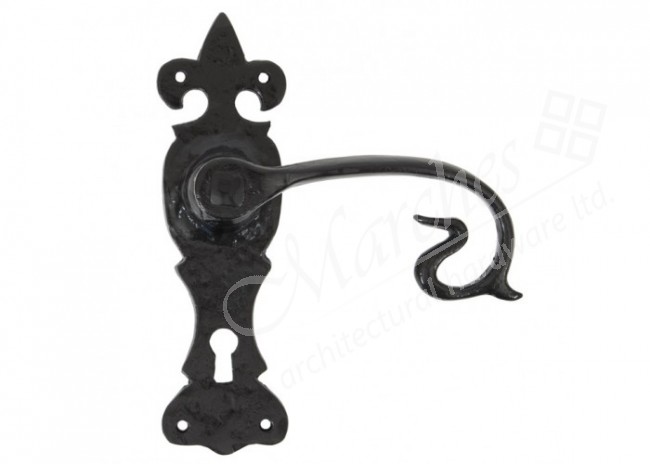 Curly Handle Sets - Black - Lever Handles on Backplate - Door Handles ...