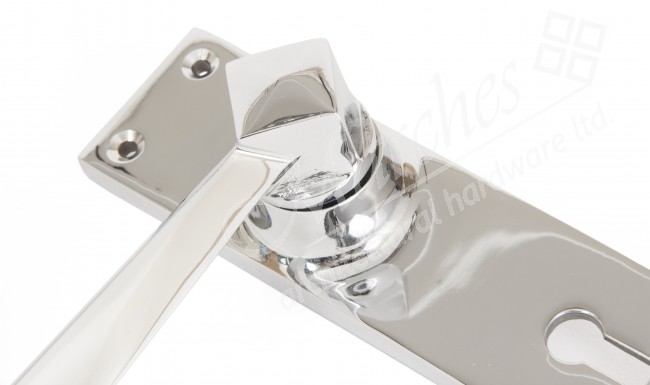 Straight Lever Lock Set - Polished Chrome - Lever Handles on Backplate ...