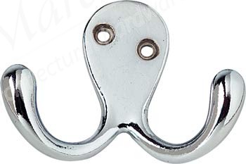 Double Coat Hook Chrome Plated - Hat and Coat Hooks - Door Furniture ...