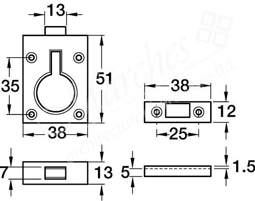 Flush Spring Catch Pol Brass - Bolts - Door Furniture - Ironmongery ...