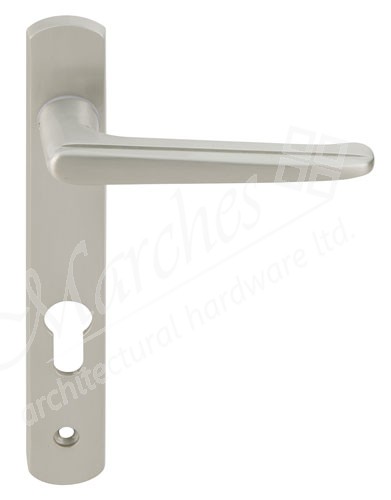 Lever handles, with profile cylinder backplate, 92 mm lock centres ...