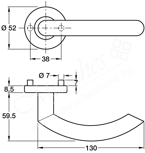 Champ Shaped Lever Handle On Rose - Lever Handles - Door Furniture ...