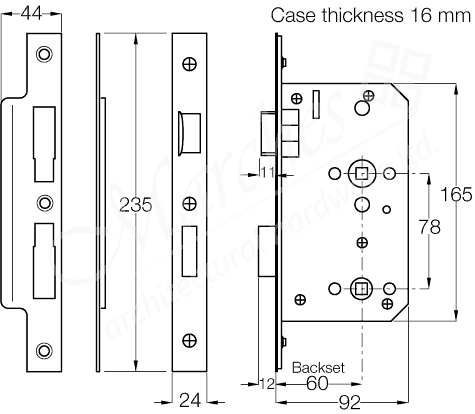 Mortice Bathroom Lock 60mm Sss - Mortise bathroom locks - Locking and ...