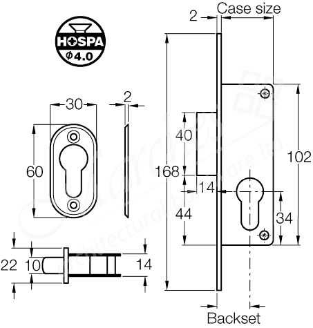 Deadlock Case Narrow 51mm - Deadlocks, Cylinder cases - Locking and ...