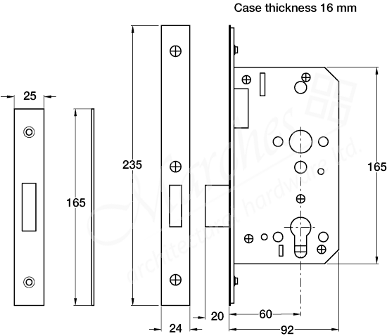 Mortice Deadlock 60mm Sss - Deadlocks, Cylinder cases - Locking and ...