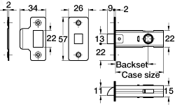 Tubular mortice latch, 46/58 mm backset, 66/79 mm case size - Tubular ...