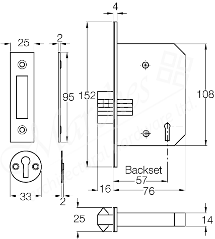 Clawbolt Deadlock 3 Lvr Sat Br - Hook & claw bolt locks - Locking and ...
