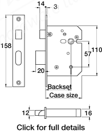 Mortice 5 lever sash lock, 57 mm lock centres, 44/57 mm backset - Sash ...
