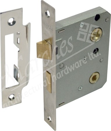 Mortice bathroom lock, 57 mm lock centres, 44/57 mm backset, for wooden ...