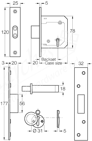 5 Lever Deadlock Pol Br 64mm - Deadlocks, Lever - Locking and Security ...