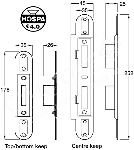 Adjustable Hook/linear Bolt Keep - Cylinder 3 point locks - Locking and ...