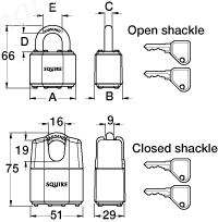 Laminated padlock open/closed shackle - Padlocks and Fittings - Locking ...