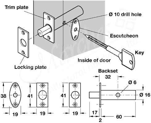 Mortice Rack Bolt Pol Brass - Bolts - Door Furniture - Ironmongery ...