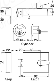 Rollerbolt cylinder rim nightlatch - Cylinder Rim Nightlatches ...