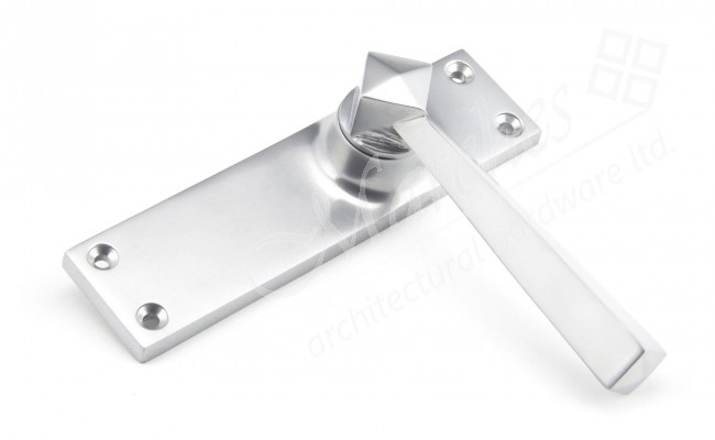 Straight Lever Latch Set - Satin Chrome - Lever Handles on Backplate ...