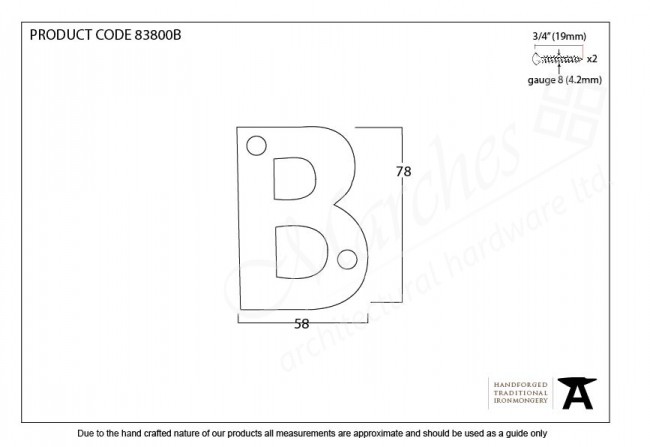 Letter B - Polished Bronze - Numerals & Letters - Door Furniture ...