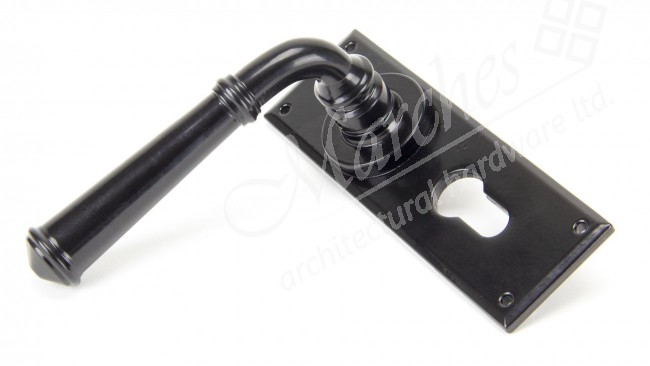Regency Lever Euro Lock Set - Black - Lever Handles on Backplate - Door ...