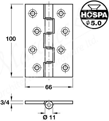 Brass DPBW butt hinges, 100 x 66 mm - Butt hinges - Ironmongery Hinges ...