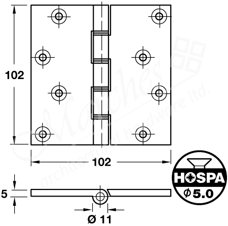 Projection Hinge Bra 102x102mm - Projection hinges - Ironmongery Hinges ...