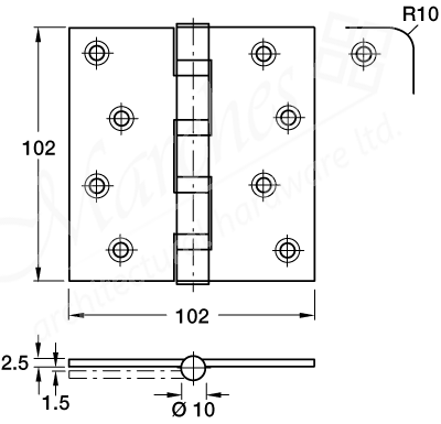 Project Hin St/st 102x102mm - Thrust bearing hinges - Ironmongery ...