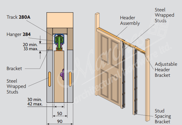 Pocket Door Kit for doors 1981 x 838mm - Sliding, Bi-folding & Pocket ...