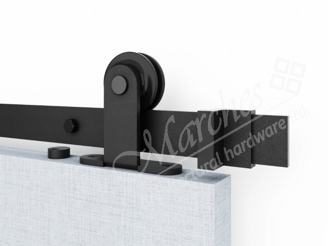 100kg Top Mount Sliding Door Hardware Kit (3m Track) - Black - Internal ...