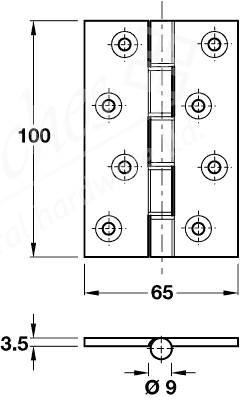 Brass DPBW butt hinge, 100 x 65 mm - Butt hinges - Ironmongery Hinges ...