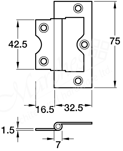 Flush Hinge Type-105 Zp 75mm (Pack 50) - Flush straight hinges ...