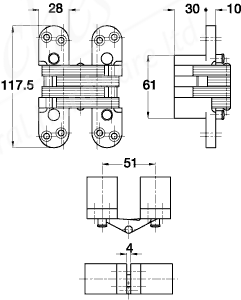 Soss hinge 218, for 41-45 mm door thickness, Crimestall - Concealed ...