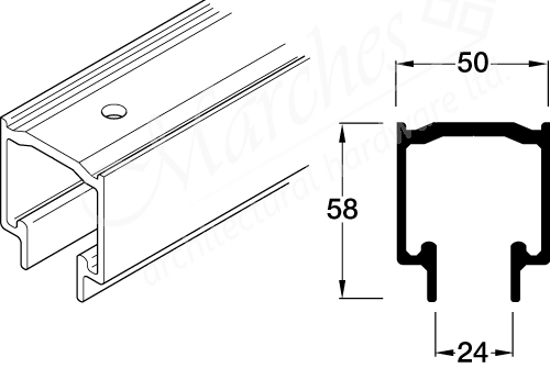 Top Track Alu Anodised 2.5m - Tracks - Folding & Sliding Door Systems ...