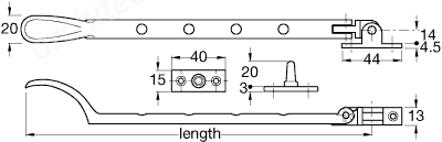 Casement Stay With Pegs 200mm PB - Casement stays - Window fittings ...