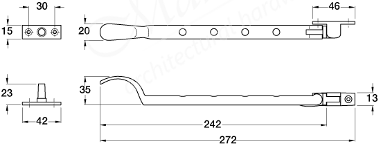 Casement Stay Straight W Pegs 200mm Scp - Casement stays - Window ...